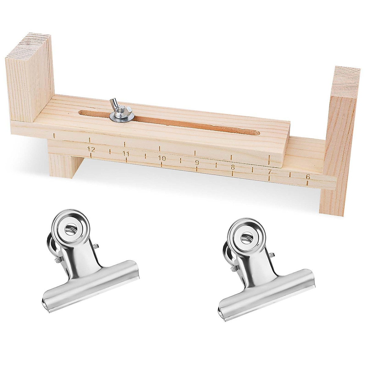 NQEUEPN Wood Bracelet Jig, Adjustable Wood Jig Bracelet Maker with 2 Metal Clips DIY U Shape Clear Scale Bracelet Jig for DIY Craft Hand Bracelet Knitting Tool (Basic Style)