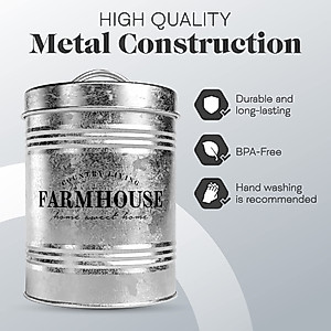 Amici Home Farmhouse Galvanized Canister Canister-76 oz, 76 oz, Gray
