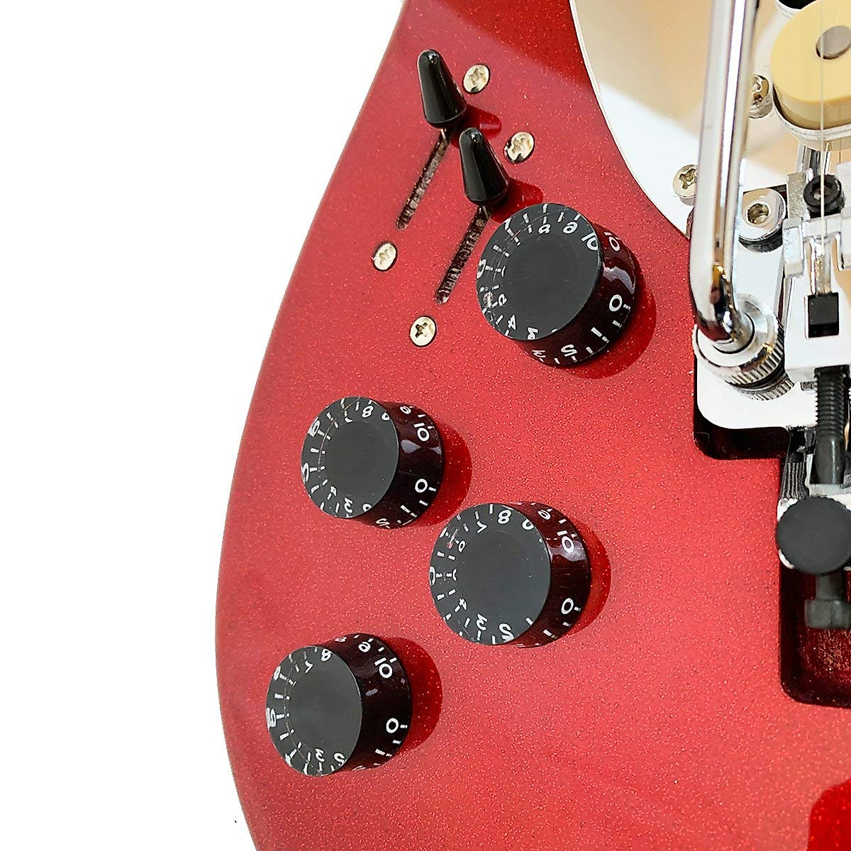 Sawtooth 6 String ES Hybrid Electric Guitar Designed by Michael Angelo Batio w Gig Bag and Accessories, Left-Handed Blood Red Sparkle (ST LH FL-BRS-KIT)