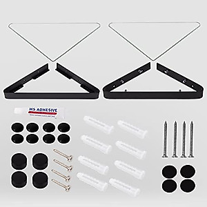 LOREAD 2-Layer Glass Corner Shelf Bathroom Wall Shelf, Tempered Glass Bathroom Floating Shelves Wall-Mounted, Shower Storage Organizer Rack (Black-Triangle)