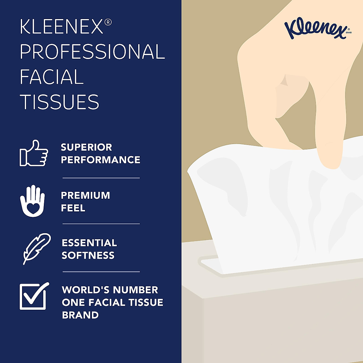 Kleenex® Professional Facial Tissue for Business (21606), Flat Tissue Boxes, 48 Boxes / Case, 125 Tissues / Box, 6,000 Tissues / Case