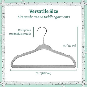 Baby Nest Designs Kids Plastic Velvet Hangers, Children Non-Slip Hangers Dividers for Nursery Closet Organizer - 15 Pack