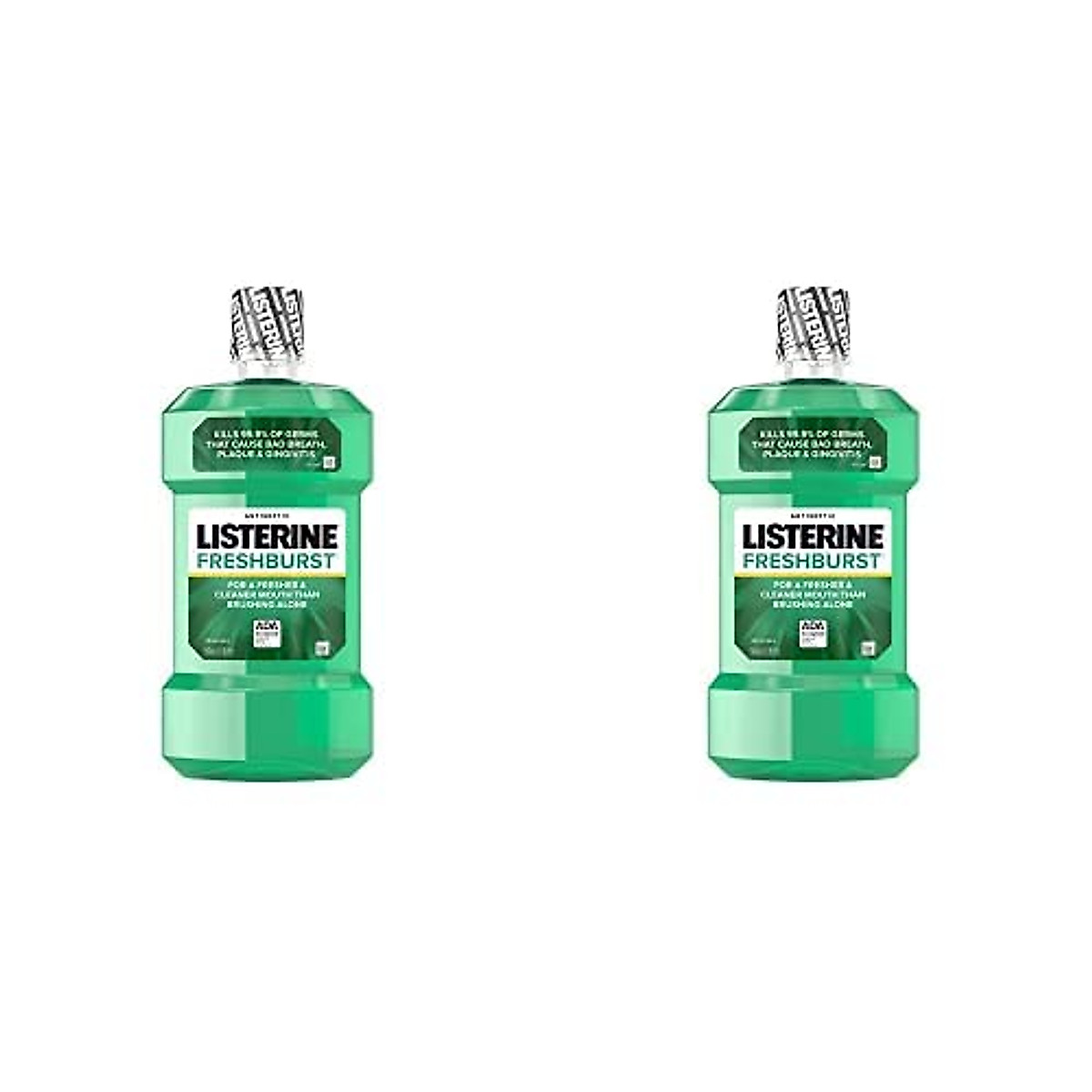 Listerine Freshburst Antiseptic Mouthwash for Bad Breath, Kills 99% of Germs That Cause Bad Breath & Fight Plaque & Gingivitis, ADA Accepted Mouthwash, Spearmint, 500 mL (Pack of 2)