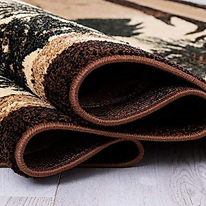 Champion Rugs Rustic Lodge Deer Elk Moose Area Rug (2’ X 3’)