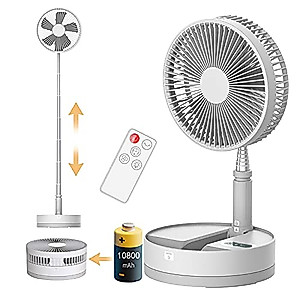 AIHANCH Portable Standing Fan, Foldable 10800mAh Rechargeable Battery Operated Fan, 4 Speeds Height Adjustable Oscillating Floor Fan for Bedroom with Remote Timer Night Light for Home Outdoor Camping