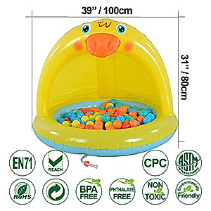 Shade Baby Pool, Sprinkle and Splash Play Pool, Outdoor Duck Bathtub of 39 Inches