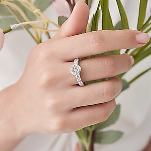 Atylyk Total 3.2cttw Center 2CT Moissanite Engagement Ring Wedding Promise Gold-plating Sterling Silver Rings for Women,Size 6.5