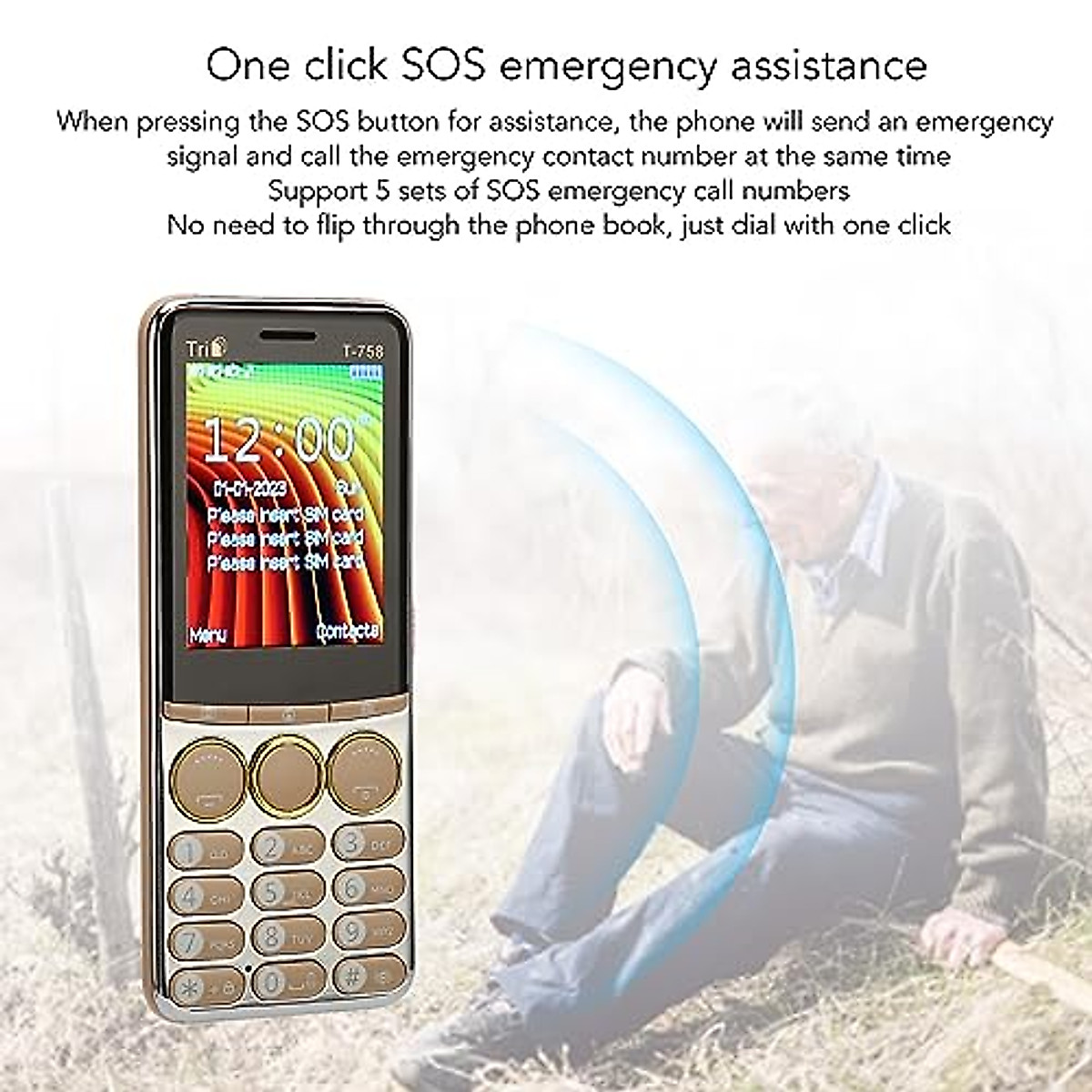 GSM Unlocked Mobile Phone, 2G Mobile Phone, Big Button Cell Phone, 3 SIM 3 Standby, with SOS Function, 2.8 Inch Screen Cellphone for Seniors, with Loud Sound, 3200mAh Battery (US