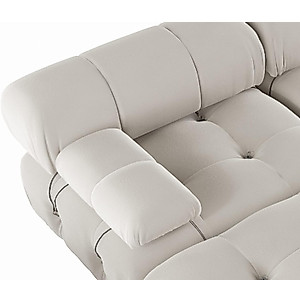 JACH 138" Modular Sectional Couch, U-Shaped Minimalist Velvet Sofas with Chaise Ottomans, Convertible Modern Deep 6-Seat Sofas Furniture for Living Room, Apartment (Beige)