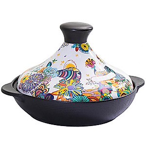 Moroccan Tagine Pot Ceramic Tagine Pot Moroccan for Cooking with Ceramic Cone-Shaped Closed Lid Ceramic Cooker Pot for Cooking and Stew Casserole Slow Cooker