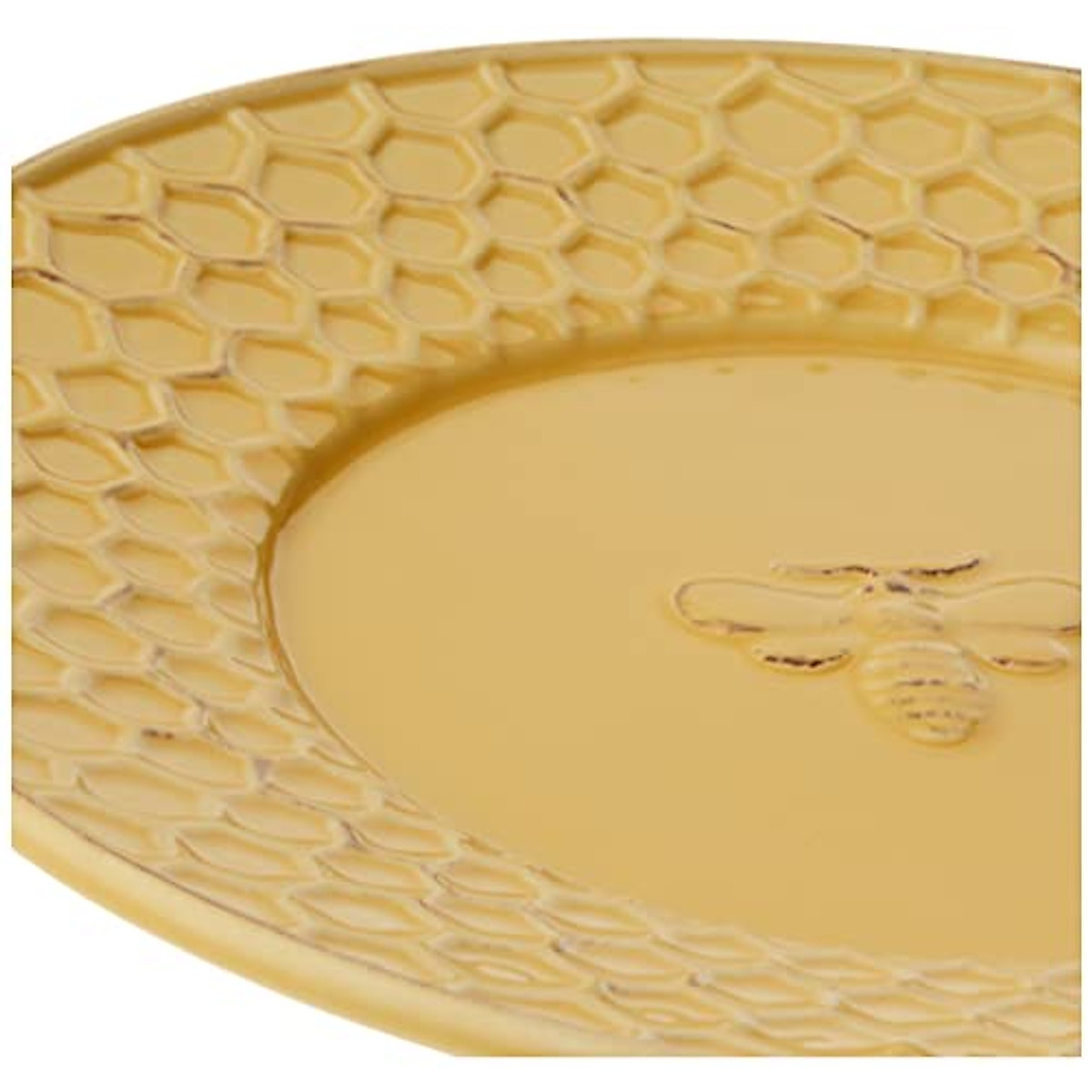 Boston International Embossed Stoneware Plate, 8-Inch Diameter, Honeycomb