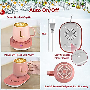 Coffee Mug Warmer with Mug, Coffee Cup Mug Warmer for Desk with Auto Shut Off, Mug Warmer Set for Desk Home Office--Birthday Coffee Gifts