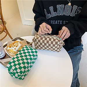 LETGO Preppy Makeup Bag Cosmetic Bag for Women,Small Makeup Bags for Purse Zipper Preppy Pencil Case Pouch for Women Preppy Stuff Shool Supplies(Coffee Brown)