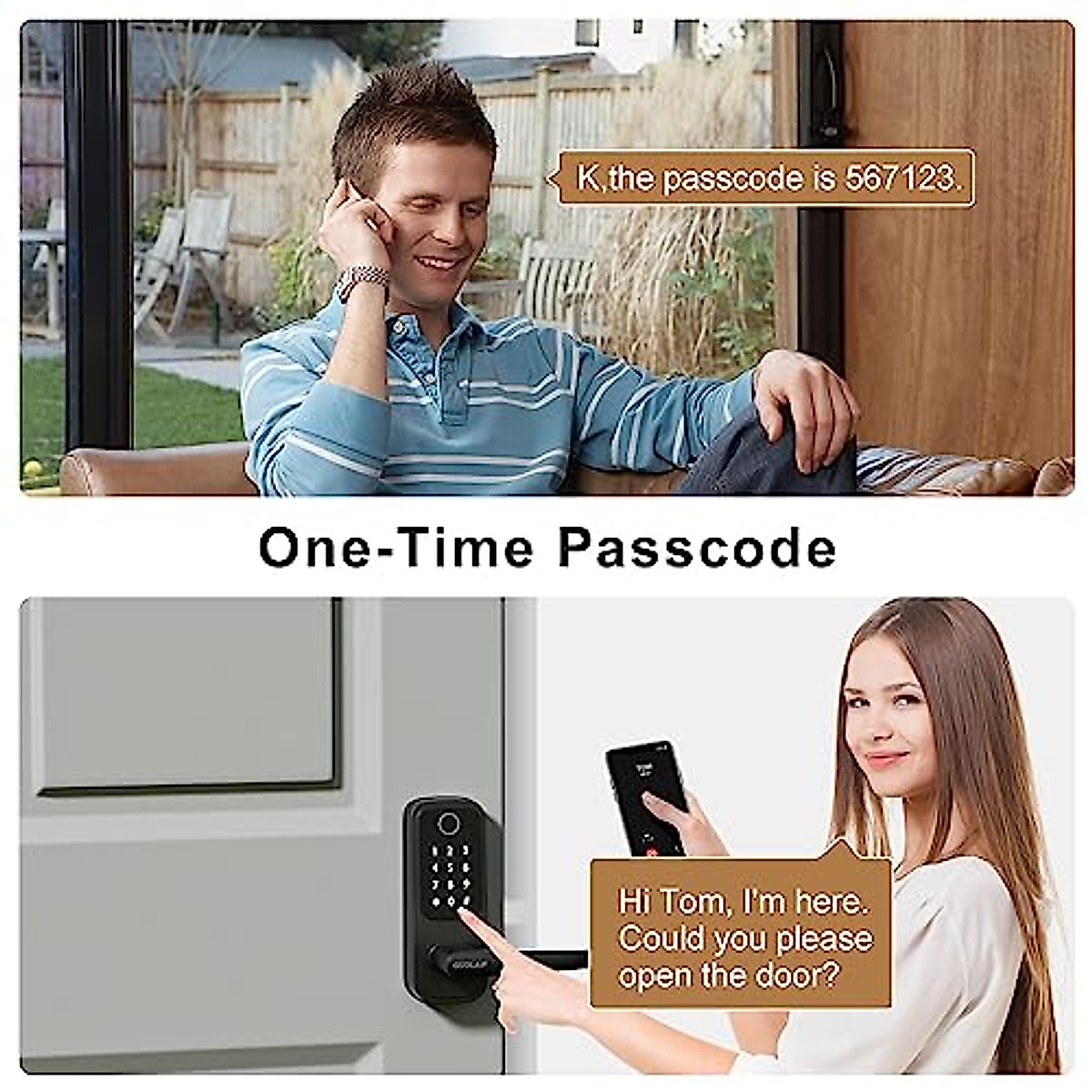 GUDLAIF Smart Door Lock, 5-in-1 Keyless Entry Door Lock with Touchscreen Keypads, Digital Locks for Front Door, Fingerprint, Biometric, Wireless, WiFi, Electric, Fit for Home, Office, Hotel (Black)