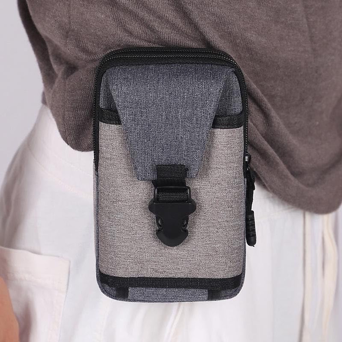 Phooyeejoon Universal Belt Cell Phone Holster, Belt Clip Phone Cover Utility Phone Waist Belt Bag Hip Wallet Pouch for 7'' Smartphone, Nylon Canvas Construction