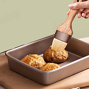 UOUYOO 2 Pieces Pastry Brushes Basting Boar Bristles and Beech Hardwood Handles 1 Inch, 1 1/2 Inch Oil Brush for Barbecue Spreading Butter Cooking Baking Brush