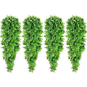 4 Pieces Artificial Ivy Green Vine Fake Ivy Leaves Hanging Decor Fake Vine Leaves Garland Artificial Hanging Plants Leaf Plant Garland Realistic Hanging Plants Decor for Home Garden Decor, 3.6 Feet