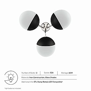 Modway Stellar 3-Light Semi-Flush Ceiling Light in Opal Polished Nickel