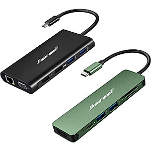 Hiearcool USB C Hub, USB C Dongle, 7 in 1 USB C to HDMI Multi-port Adapter Compatible for USB C Laptops USB C Hub, USB-C Laptop Docking Station,11 in 1 Triple Display Type C Adapter