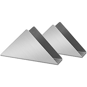 Stainless Steel Napkin Holder,Minimalistic Metal Napkin Dispenser,Cocktail Napkin Organizer,Triangle Shape, Silver,2 Piece