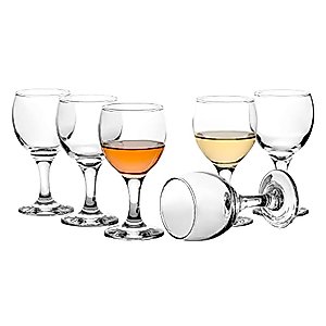Pasabahce Premium Stemmed Mini Clear Wine and Champagne Glasses, Set of 6,Uniqe Desing Goblet 5.75 Oz, Perfect for Parties, Gifts, Housewarming, Weddings, Aniversary