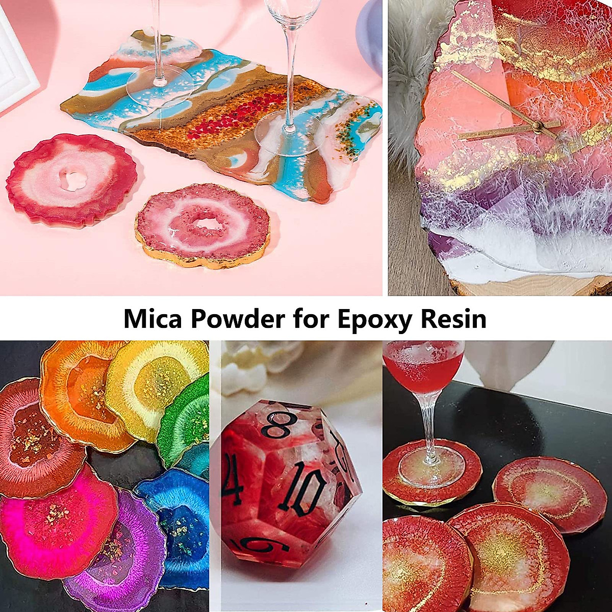 Mica Powder - Pearlescent Epoxy Resin Color Pigments Set - Natural Cosmetic Grade Pigment for Soap Dye, Pigment for Paint, Epoxy Resin, Candle Making, Bath Bombs, Lip Gloss, Slime Dye Set 18 Colors