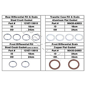 Rexka 12pcs Transfer & Differential Service Gasket Kit Compatible with Toyota Lexus 4Runner Land Cruiser Tundra Tacoma FJ Cruiser Highlander RAV4 Sequoia Sienna 1215710010 9043024003 90430A0003