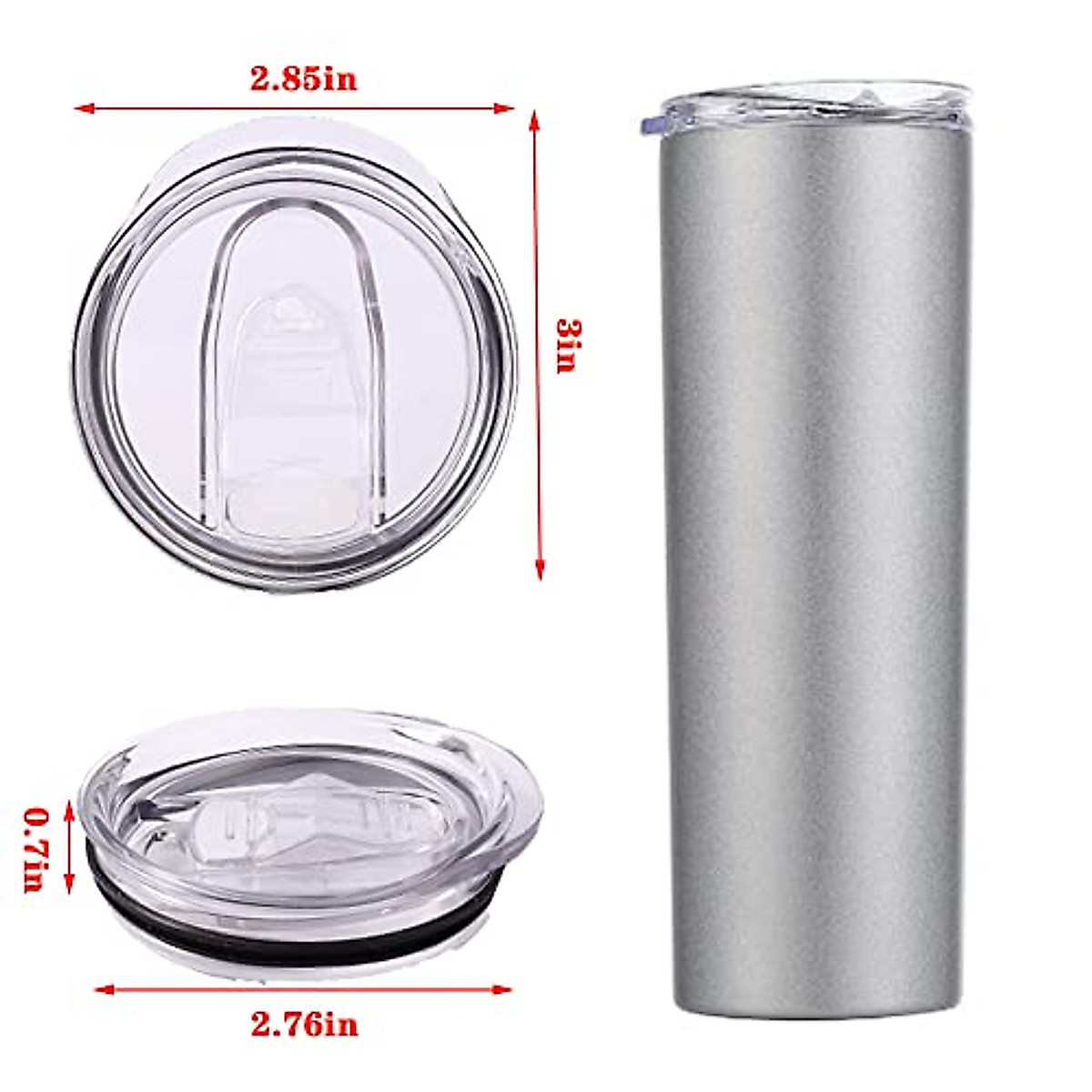 20oz Skinny Tumbler Replacement Lids 3 Pack,2.75in Cup Mouth Compatible with YETI Rambler and More Tumbler Cups，Spill Proof Splash Resistant Silicone Sliding Covers.