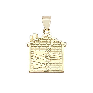 AMZ Jewelry 10K Yellow Gold Trap House Pendant Gold Pendant Hip Hop 1.1 inch x 0.7 inch