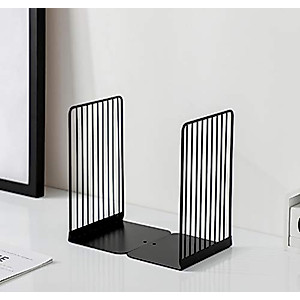 JIARI Book Organizer Bookends Book Ends, Bookends Supports Non Skid Book Stoppers Book Shelf Holder,Book Stand for Shelves Bookshelf Office School Library 1Pairs (Beeline Black)