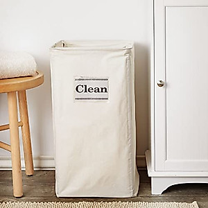 5 Piece Large Collapsible Laundry Hamper with 2 Removable Liner Bags and Folding Frame (Beige, 13 x 23 In)