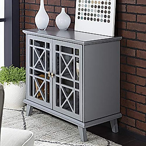 Walker Edison Wood Kitchen Accent Buffet Sideboard Entryway Serving Storage Cabinet with Doors Entryway Kitchen-Dining Room Console Living Room, 32 Inch, Grey
