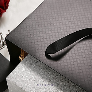 MALICPLUS 12 Large Gift Bags 13x5x10 Inches, Gift Bags Large Size, Black Gift Bags with Handles for All Occasions (Lattice Texture Finish)