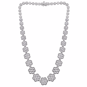 Beyond Brilliance Classy 2.00 Carat Diamond, Illusion Set Sterling Silver Round Cut Diamond 18 inch Long Milgrain Floral Necklace (J-K, I3) Jewelry for Women|Gift Box Included
