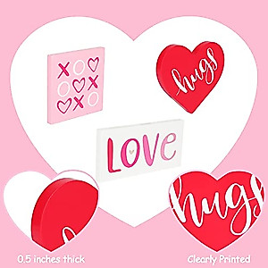 Boribim Valentines Day Decor - Valentines Day Tiered Tray Decor, XO Love Hugs Wooden Signs Cute Gnomes Plush with Bead Garland - Farmhouse Rustic Tiered Tray Items Decorations for Home Room Table