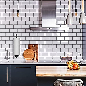 WYMECT Adhesive Paper Towel Holder Under Cabinet Wall Mount for Kitchen Paper Towel, 304 Stainless Steel Paper Towel Roll Holder with Screws Stick to Walll (Black)