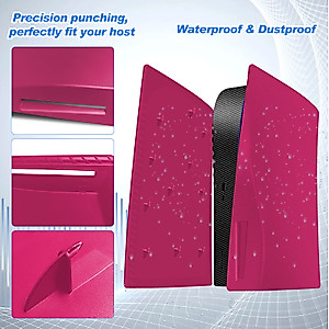 for PS5 Plate with Black Middle Skin, Cover Shell Faceplate for PS5 Disc Edition, Hard Shockproof Dustproof Matte Cover Replacement Side Plate Shell for Playstation 5 Console(Cosmic Red)