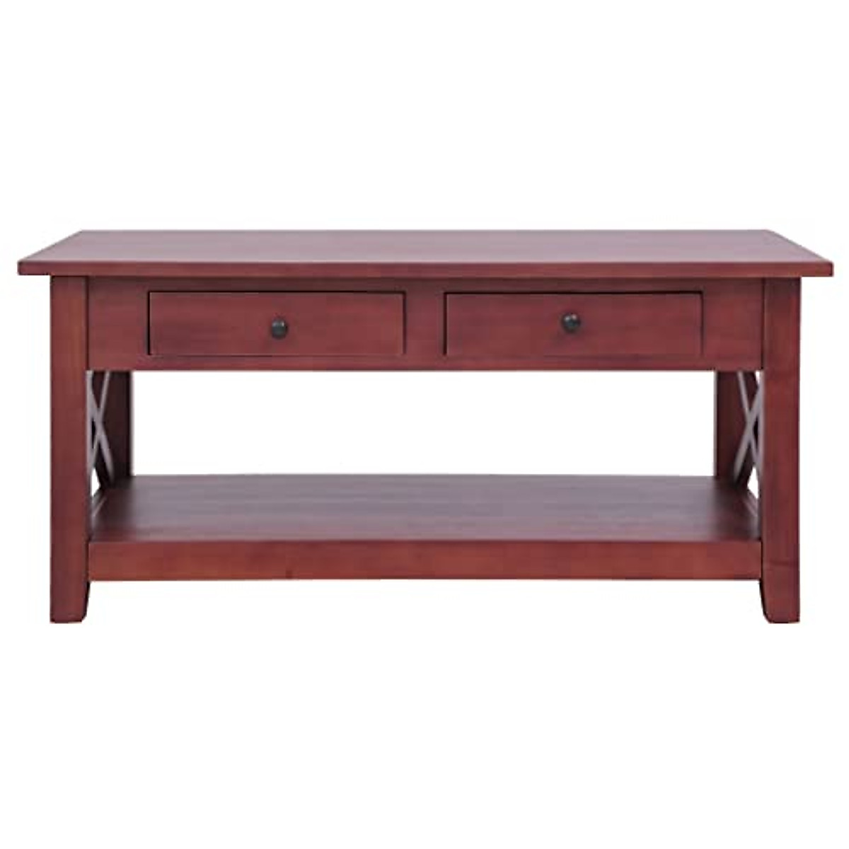 QJBSAVVA Coffee Table Brown 39.4"x21.7"x18.1" Solid Mahogany Wood,Industrial Tables Floor Standing Table Cocktail Table Suitable for Meeting Rooms, Reception Rooms, Offices