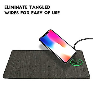 Fast Wireless Charger Mouse Pad Qi Certified Case-Friendly 10W Fast Wireless Charging Mouse Mat Compatible for iPhone 12,12Pro,11,11 Pro,XR,X,8,8 Plus,Samsung Galaxy S10/S9/S8,Note (7.5W/10) (Grey)