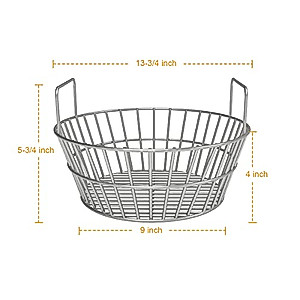 Stainless Charcoal Ash Basket for Large BGE Grill, Charcoal Grill Ash Basket also fits Kamado Joe Classic and Other Similar Grills