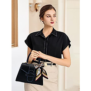 TSAWES Handbags for Women Purses Crossbody Bag Top Handle Purse Medium Tote Bag Vegan Leather Shoulder Bag (Black)