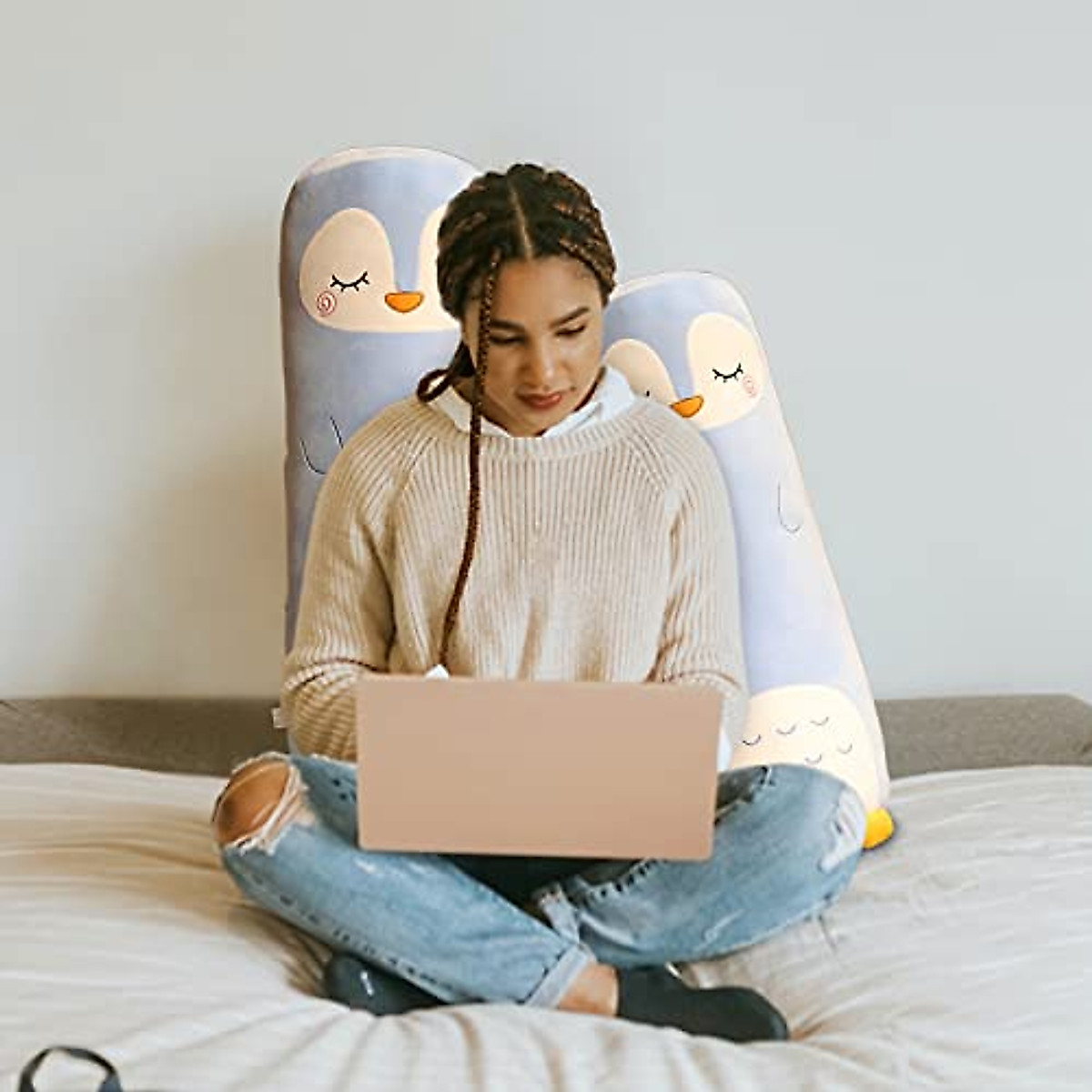 FJMY Long Stuffed Animal Plush Kawaii Body Pillow,Super Soft Hugging Plush Animal Gift for Girl Kid Birthday Valentine (Penguin,27.5in/70cm)