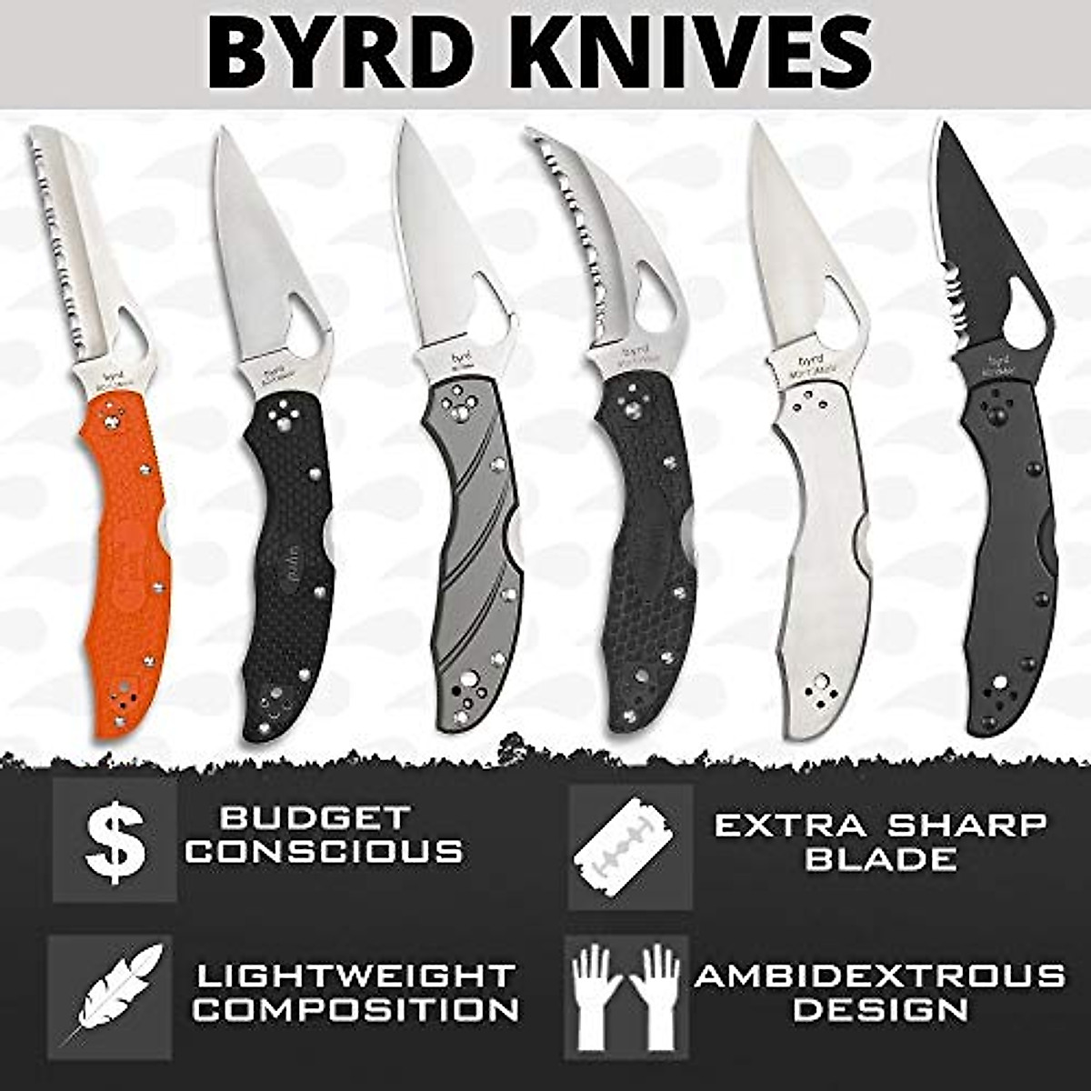 Byrd Cara Cara 2 Rescue Lightweight Knife with 3.88" Stainless Steel Sheepfoot Blade and High Performance Black FRN Handle - SpyderEdge - BY17SBK2