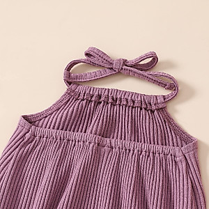 ADXSUN Newborn Baby Girl Summer Clothes Ribbed Romper+Striped/Floral/Cow Flared Pants Infant Outifts 0-18 Months