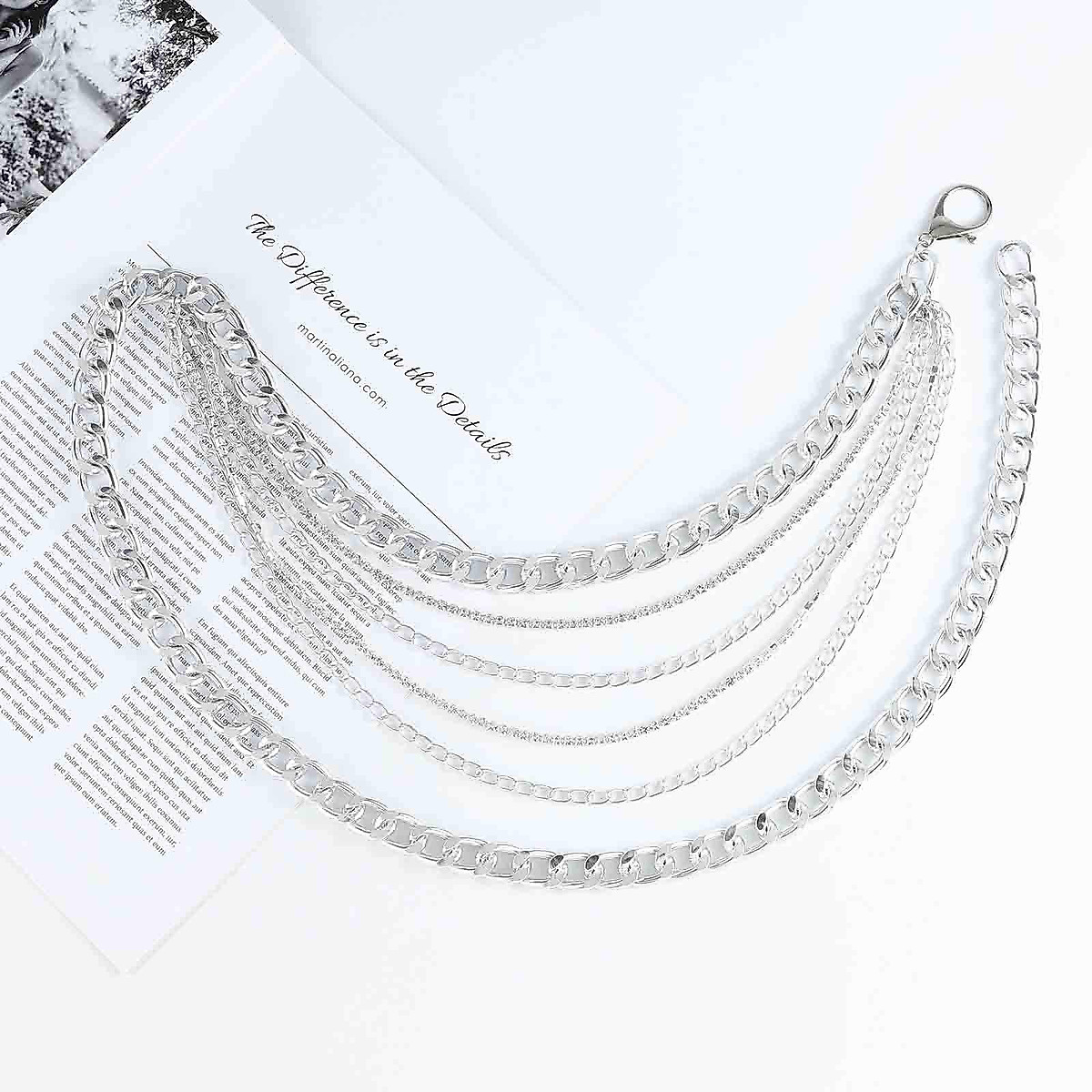 Victray Women's Sparkly Body Chains Silver Rhinestone Waist Chain Belly Body Chains Fashion Waist Jewelry