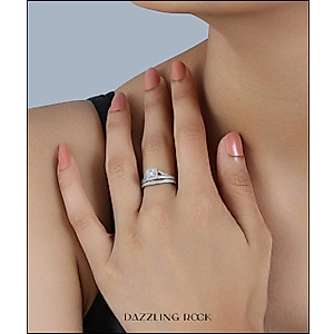 Dazzlingrock Collection Princess & Round White Diamond Bridal Engagement Ring Set 1/4 CT (0.25 ctw), 925 Sterling Silver, Size 5.5