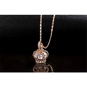 TIDOO Crown Jewelry Womens Queen and Pendant Necklace 3 Lays Rose Gold/Platinum Plated With Austrain Crystals