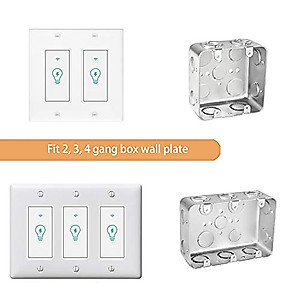 Micmi Smart WiFi Light Switch Compatible with Alexa/Google Home IFTTT Timing Wireless Voice Control Function, Suit for 1/2/3/4 Gang Switch Box in Wall, Neutral Wire Required 1pack