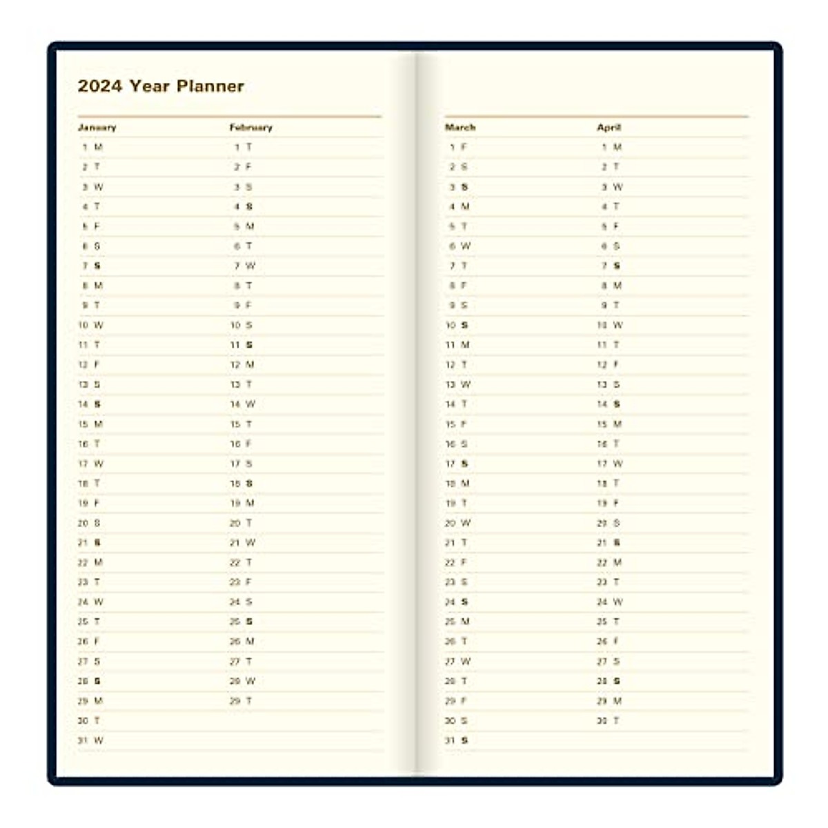 Letts of London Signature Weekly/Monthly Planner, 12 Months, January to December, 2024, Bonded Leather, Slim Size, 6.625" x 3.25", Blue (C38SUBE-24)