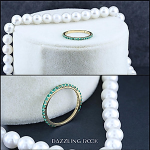 Dazzlingrock Collection Round Lab Created Emerald Eternity Style Wedding Band for Women in 14K Yellow Gold, Size 7